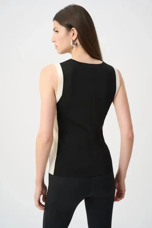 Joseph Ribkoff Dry Viscose V-neck Fitted Cami With Contrasting Side Stripes