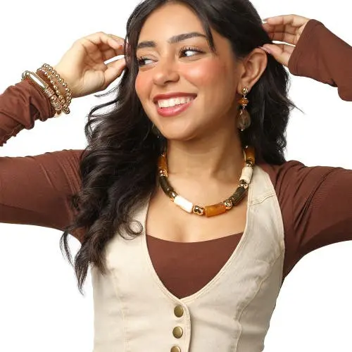 Jessica Simpson Statement Beaded Necklace With Extender