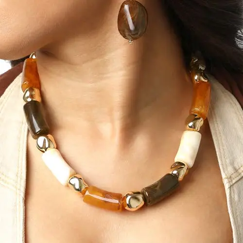 Jessica Simpson Statement Beaded Necklace With Extender