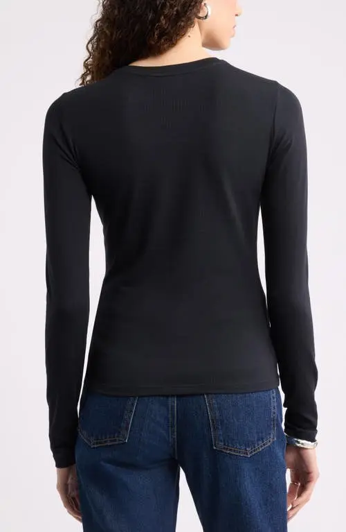 Nordstrom Pima Cotton & Tencel Modal Long Sleeve T-shirt - Black