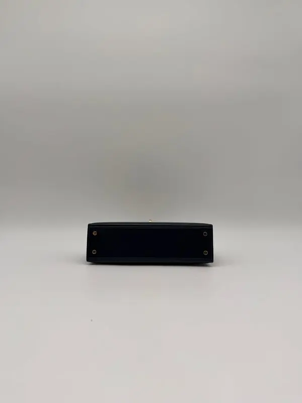 Hermès Kelly 20cm Box Leather Handbag With Permabrass Hardware - Blue