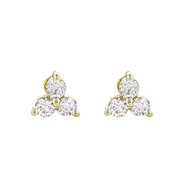 KAMARIA Mini Triple Diamond Stud Earrings - Gold