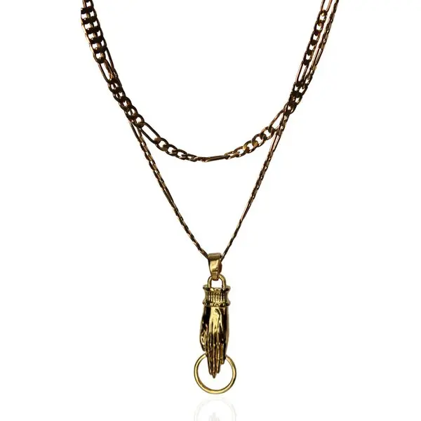 INDIGOLUSH Gilded Lure" Hand Pendant Necklace - Gold