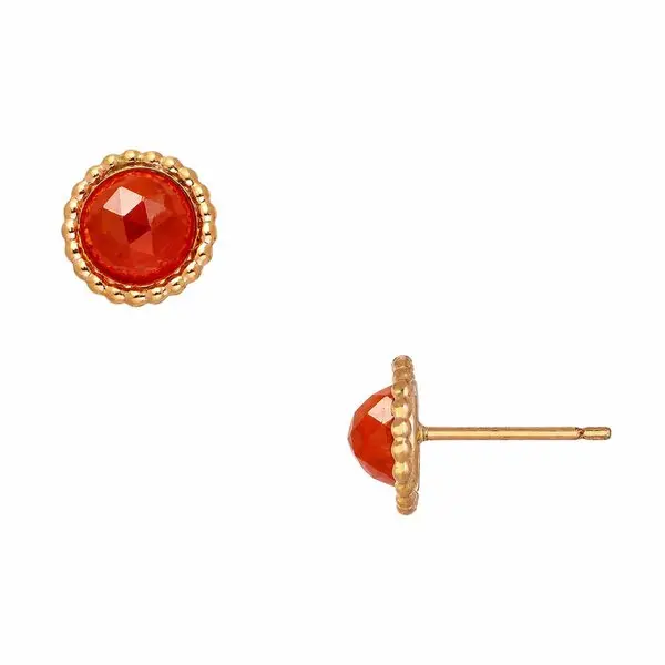 HEATHER HAWKINS Royals Carnelian Gemstone Stud Earrings Six Millimeters Gold-filled - Orange