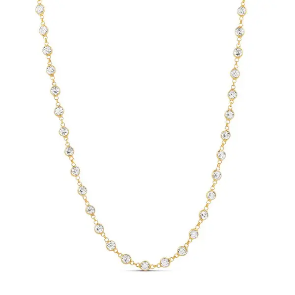 SHYMI 14k Plated Sterling Silver Cubic Zirconia Station Necklace