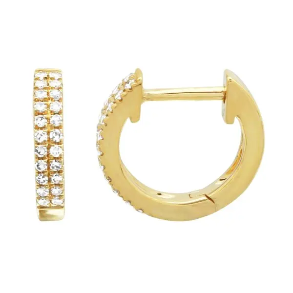 KAMARIA Double Row Diamond Huggie Earrings - Gold
