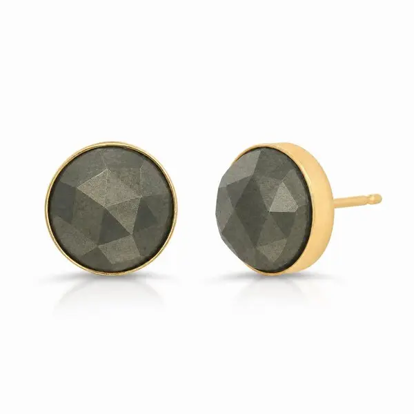 HEATHER HAWKINS Rose Cut Pyrite Oversized Studs Ten Millimeters Filled - Gold