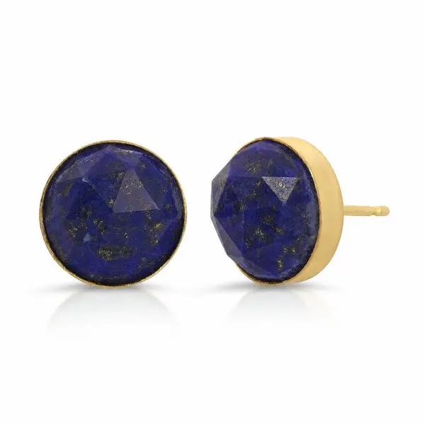 HEATHER HAWKINS Rose Cut Lapis Lazuli Oversized Studs Ten Millimeters Gold-filled - Blue