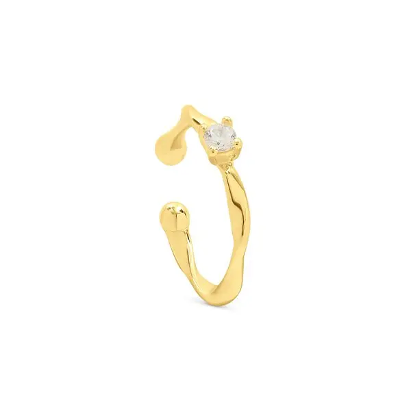 ESTERAH Solitaire Ear Cuff In Plated Sterling Silver - Gold
