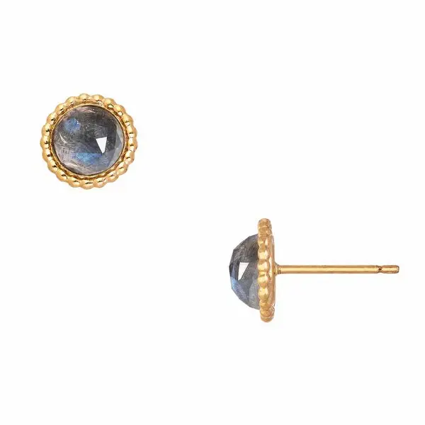 HEATHER HAWKINS Royals Labradorite Gemstone Stud Earrings Six Millimeters Gold-filled - Blue