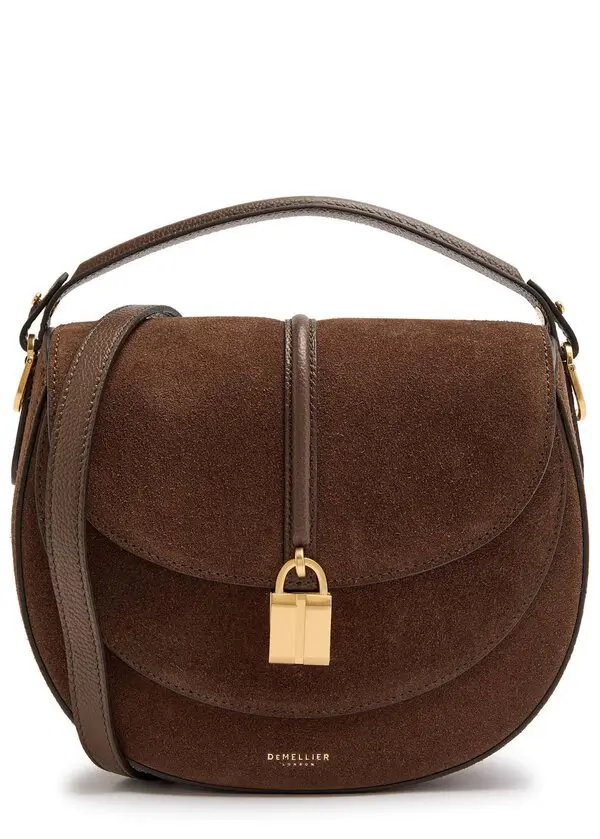 DEMELLIER Siena Leather And Suede Saddle Bag - Dark Brown
