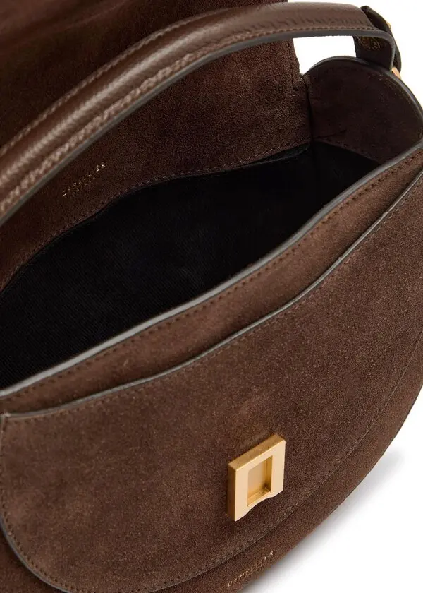 DEMELLIER Siena Leather And Suede Saddle Bag - Dark Brown
