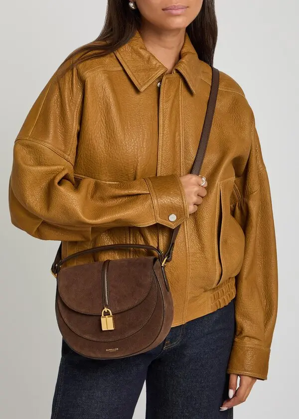 DEMELLIER Siena Leather And Suede Saddle Bag - Dark Brown