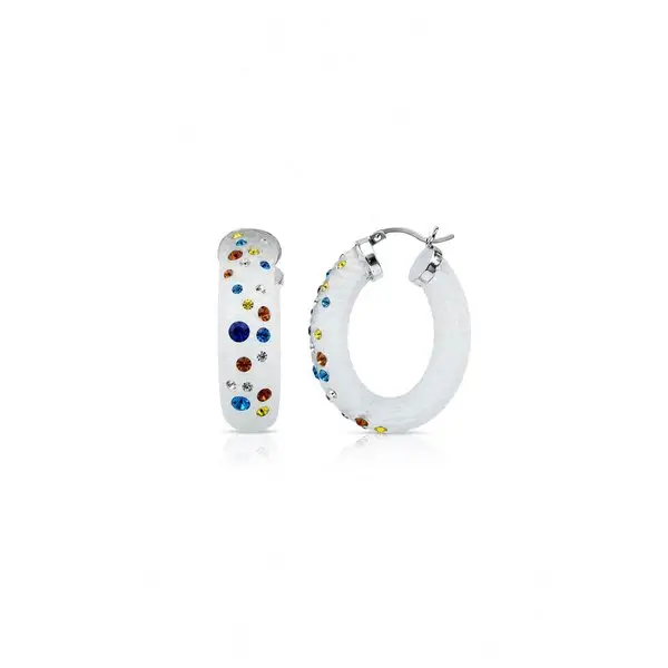 GOLD & HONEY Small Oval Confetti Hoop Earrings With Swarovski Crystals