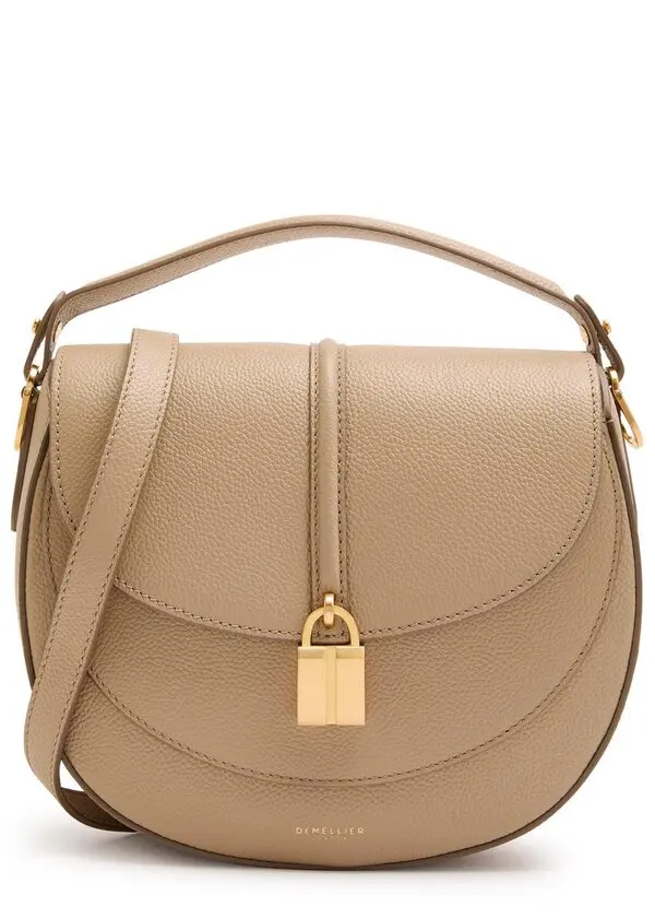 DEMELLIER Siena Grained Leather Saddle Bag - Taupe