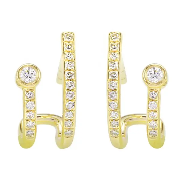 KAMARIA Double Huggie Earrings With Loop & Diamonds
