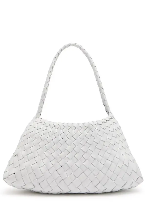 Dragon Diffusion Rosanna Woven Leather Shoulder Bag - White