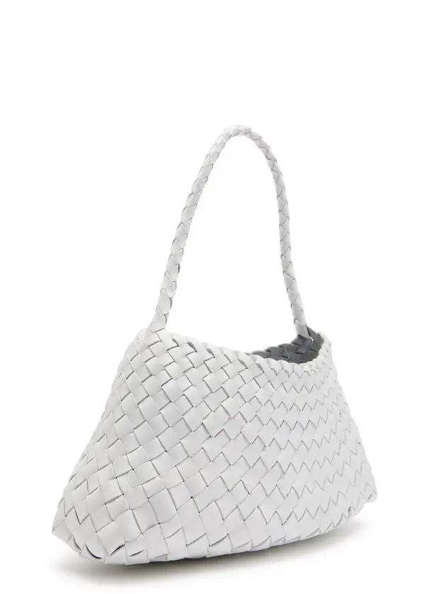 Dragon Diffusion Rosanna Woven Leather Shoulder Bag - White