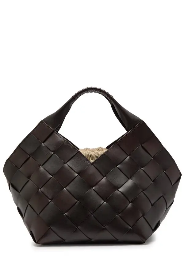 Dragon Diffusion Botteghe Small Woven Leather Tote - Dark Brown