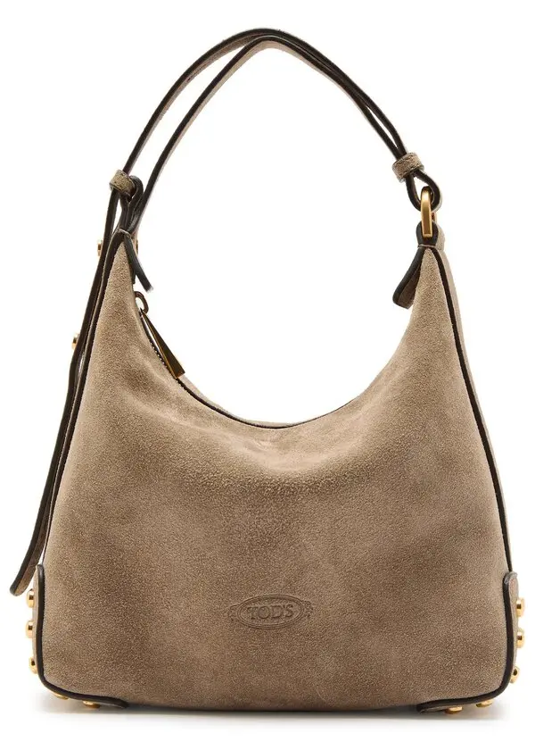 TOD'S Mini Suede Top Handle Bag - Moca