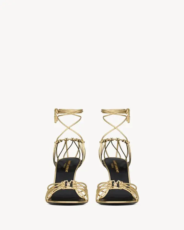 Saint Laurent Babylone Sandals In Metallic Leather