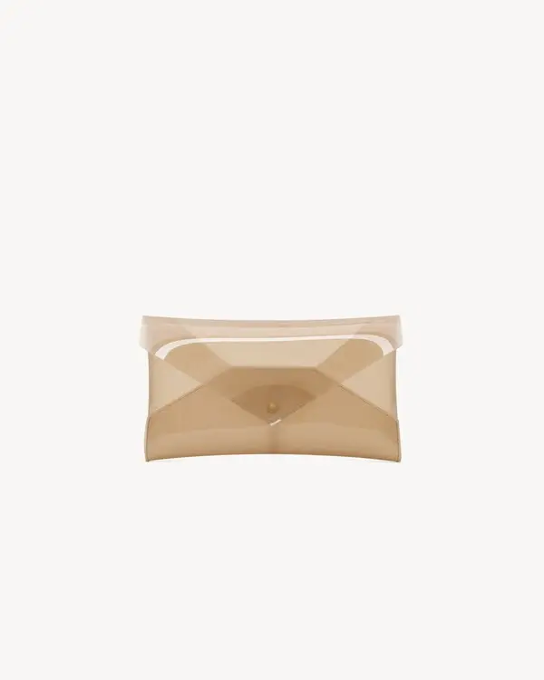 Saint Laurent Letter Small Pouch In Vinyl - Beige