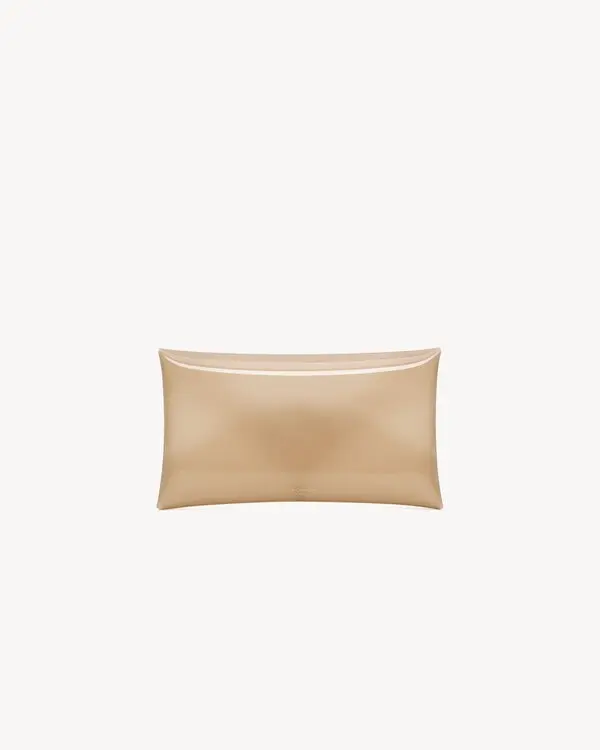 Saint Laurent Letter Small Pouch In Vinyl - Beige