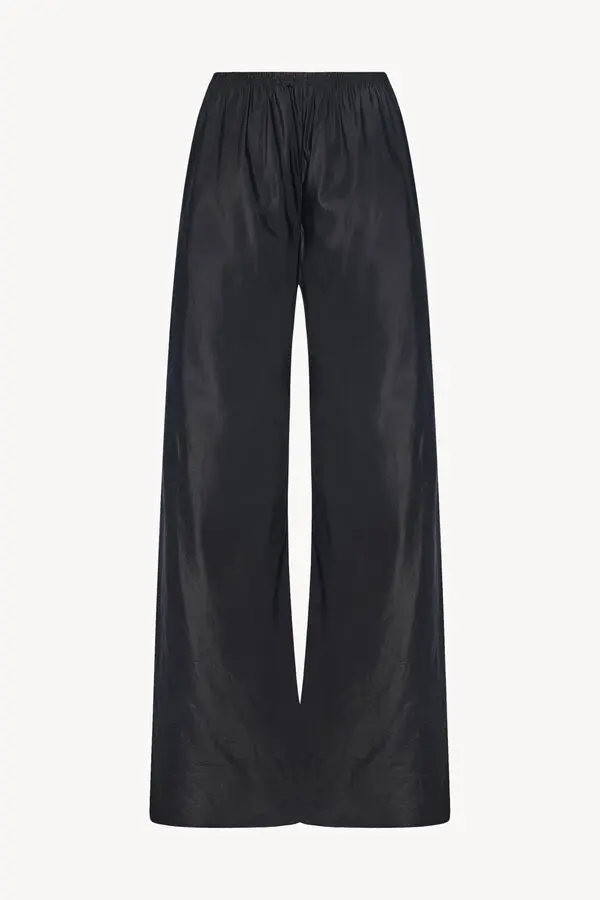 THE ROW Gala Pant Wide Leg Wool Twill Trousers - Black