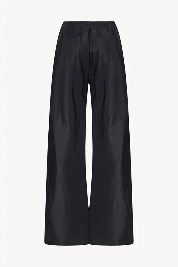 THE ROW Gala Pant Wide Leg Wool Twill Trousers - Black