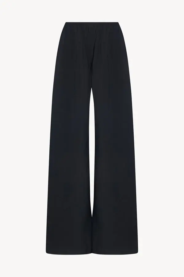 THE ROW Gala Pant Wide Leg Wool Twill Trousers - Black