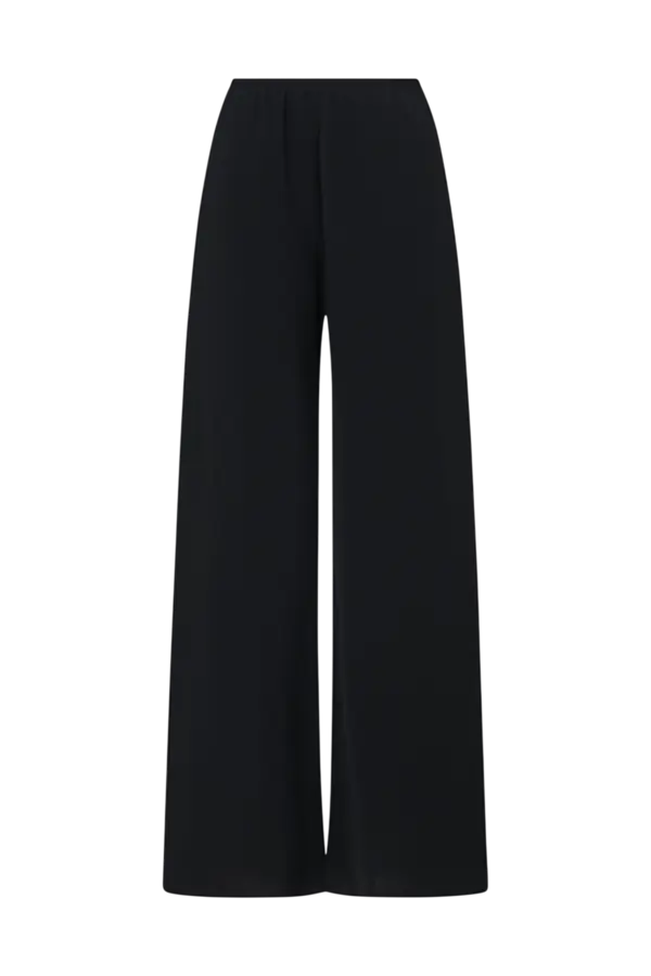 THE ROW Gala Pant Wide Leg Wool Twill Trousers - Black