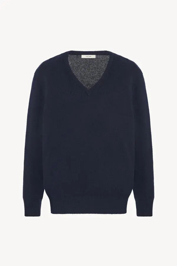 THE ROW Pihla V-neck Baby Cashmere Sweater - Dark Navy