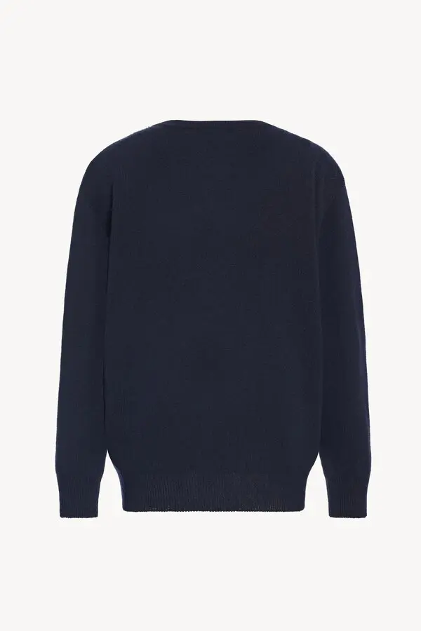 THE ROW Pihla V-neck Baby Cashmere Sweater - Dark Navy