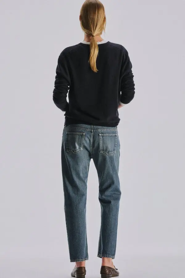 THE ROW Pihla V-neck Baby Cashmere Sweater - Dark Navy