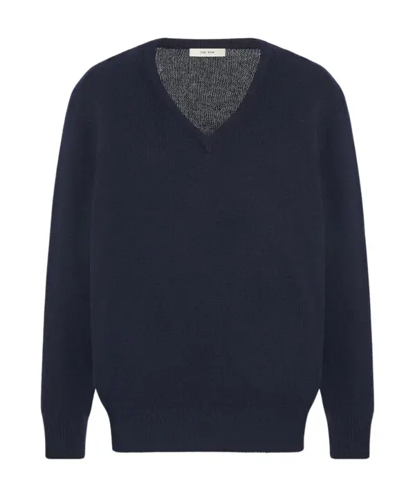 THE ROW Pihla V-neck Baby Cashmere Sweater - Dark Navy