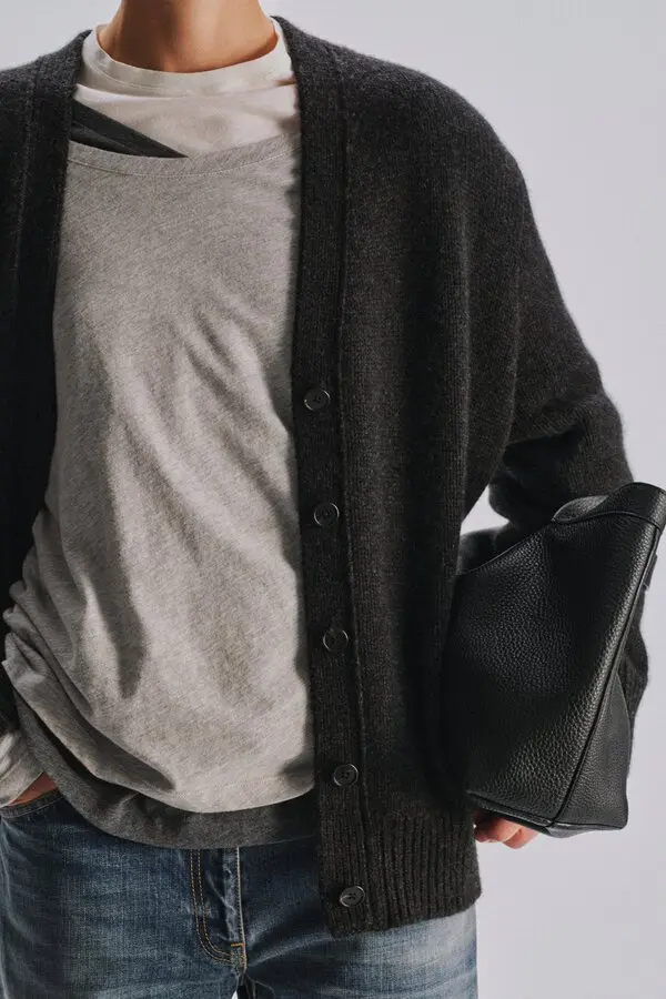 THE ROW Pranavi Cardigan - Charcoal Melange