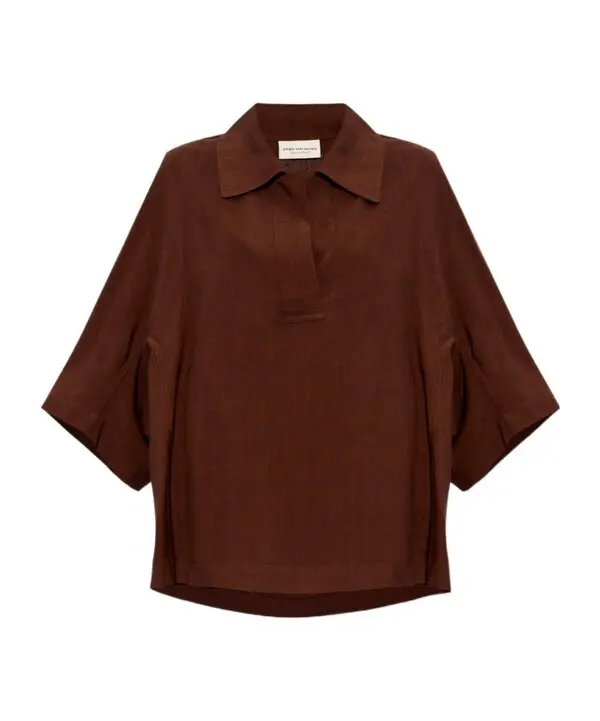 Dries Van Noten Short-sleeved Oversized Top With Decorative Folds