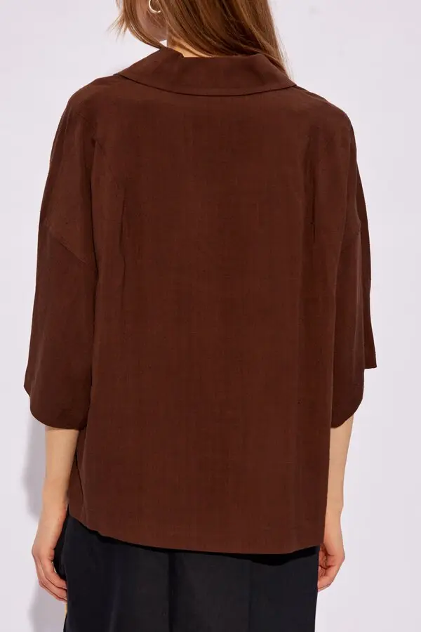 Dries Van Noten Short-sleeved Oversized Top With Decorative Folds
