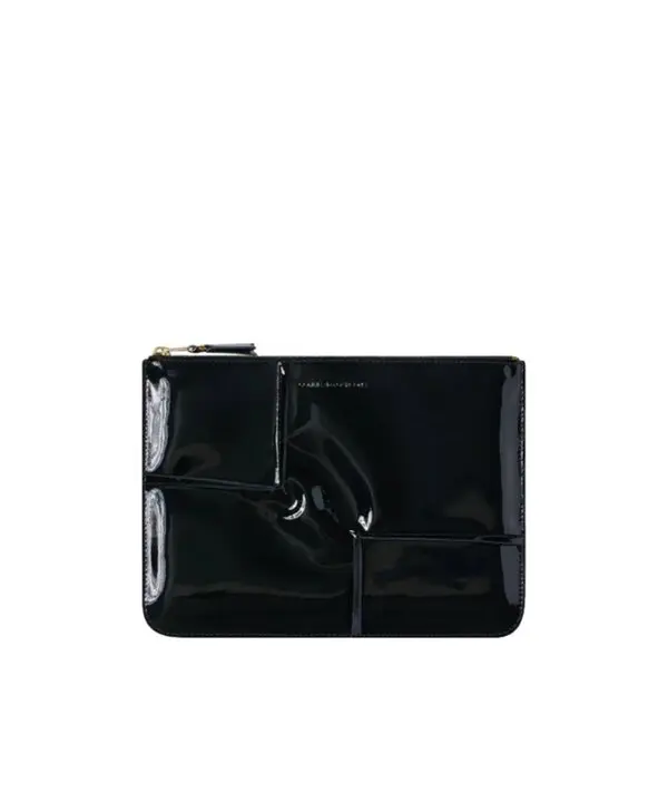 Comme Des Garçons Cdg Reversed Hem Serie Zipped Pouch - Black