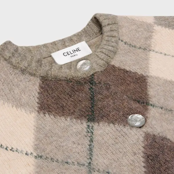 Celine Cardigan In Argyle Alpaca Wool