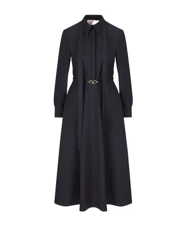 Valentino Garavani Long Sleeved Dress With Logo Plaque