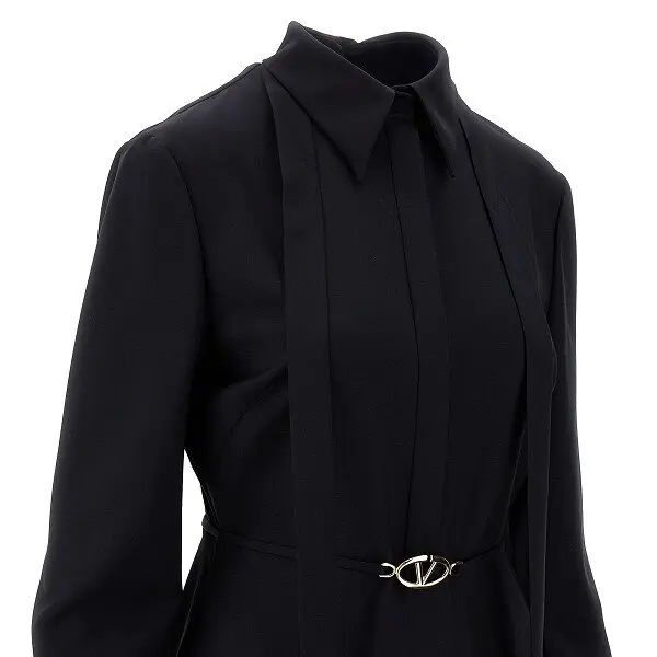 Valentino Garavani Long Sleeved Dress With Logo Plaque