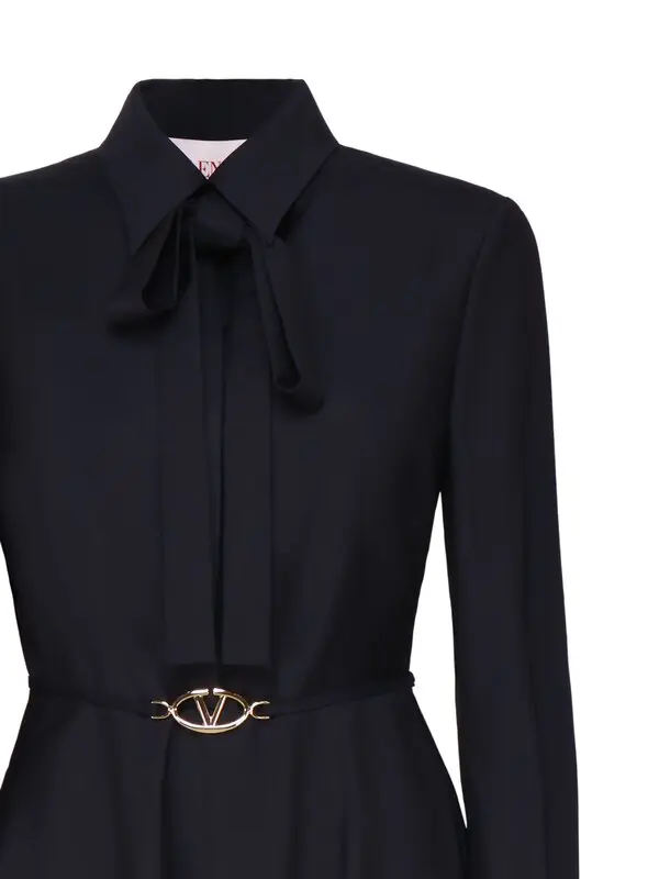 Valentino Garavani Long Sleeved Dress With Logo Plaque