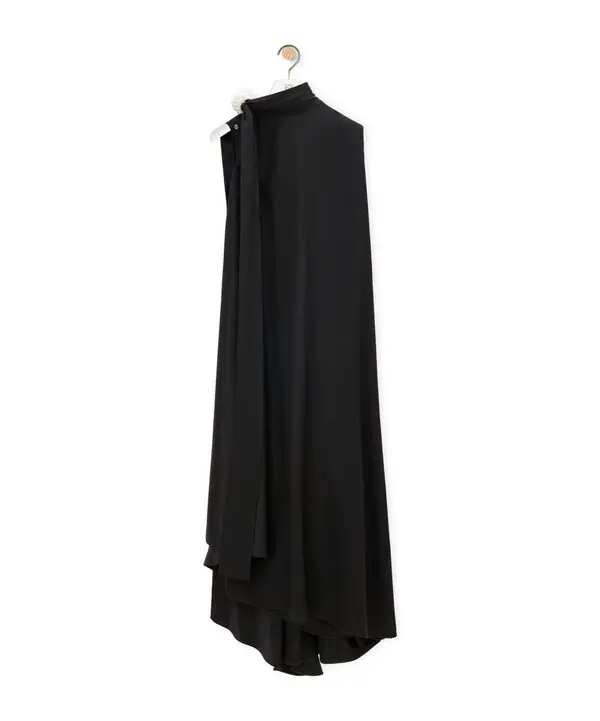 Loewe Ruffle Dress In Silk - Black