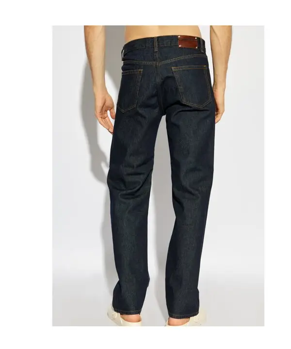 Dries Van Noten Logo Patch Straight Leg Jeans