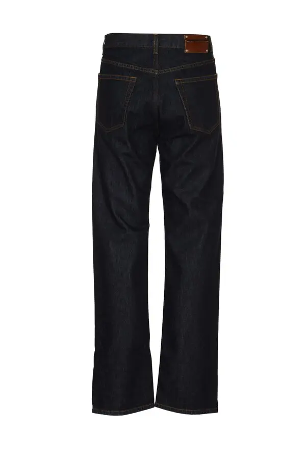 Dries Van Noten Logo Patch Straight Leg Jeans - Black