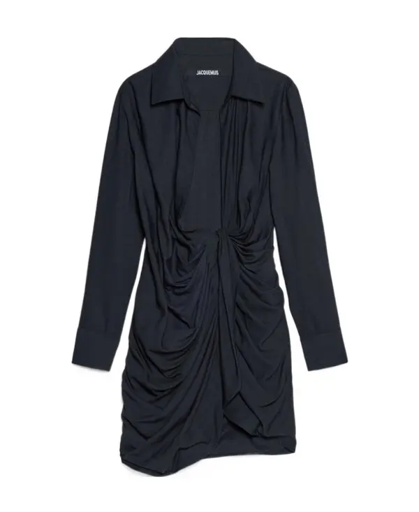 Jacquemus Bahia Ruched Long-sleeve Dress - Blue