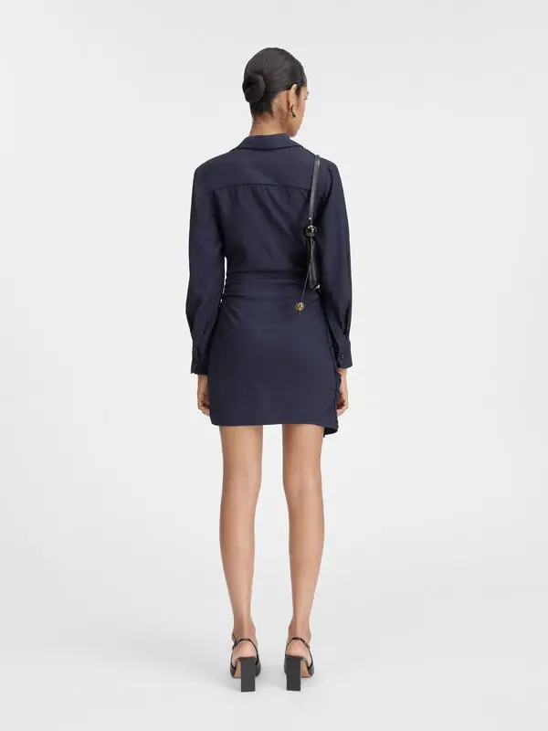Jacquemus Bahia Ruched Long-sleeve Dress - Blue
