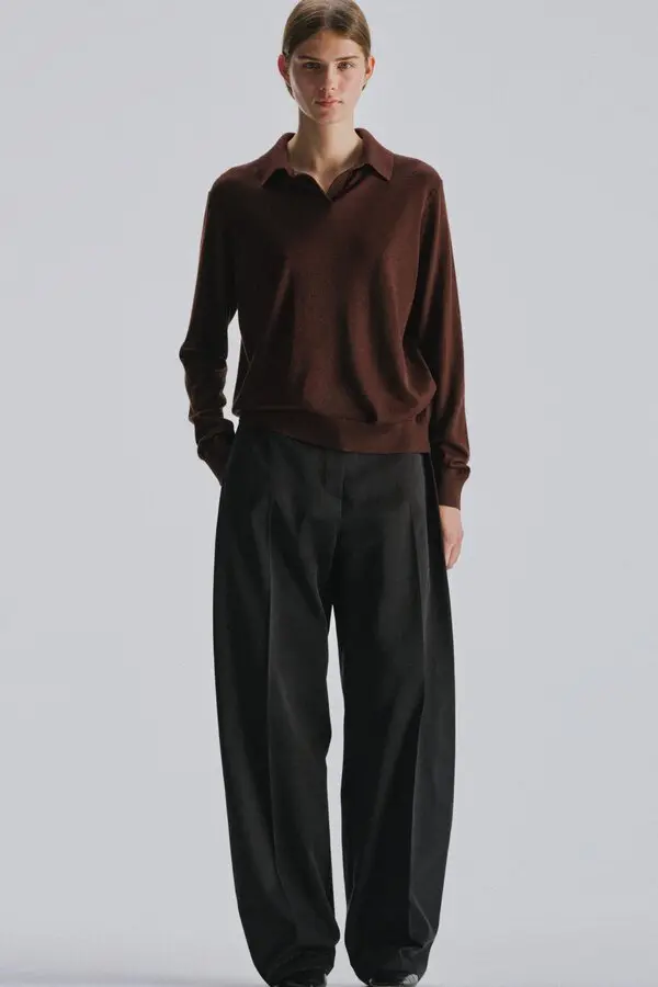 THE ROW Pauli Top Long Sleeve Wool Silk Jersey - Plum