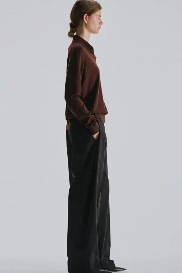 THE ROW Pauli Top Long Sleeve Wool Silk Jersey - Plum